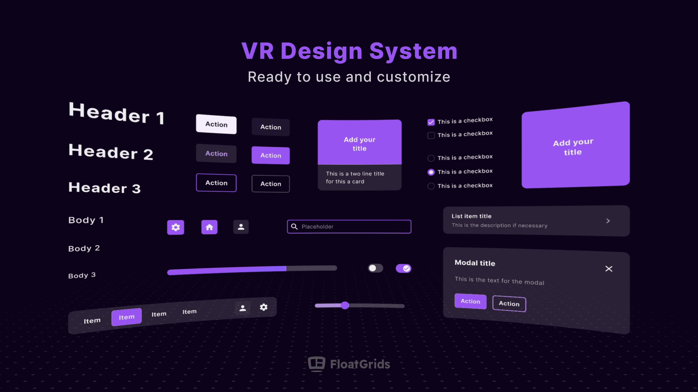 FloatGrids, an AR an VR UI Design System for Figma and Unity